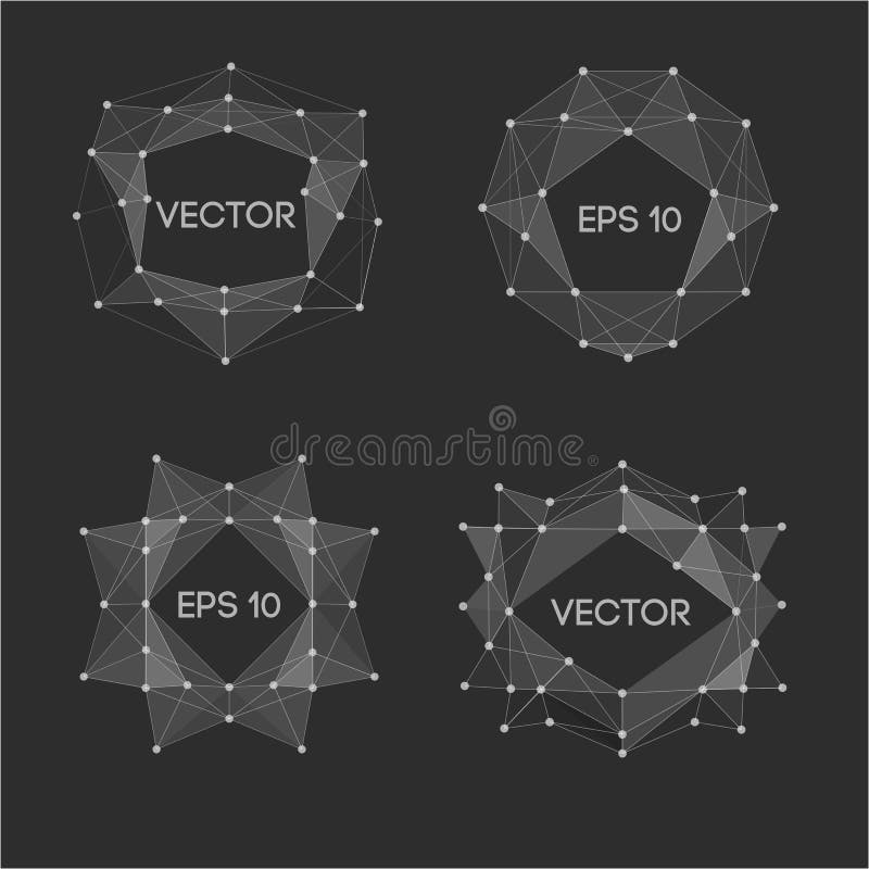 Abstract Low Poly Modern Labels. Vector Low Poly Frame with Space for ...