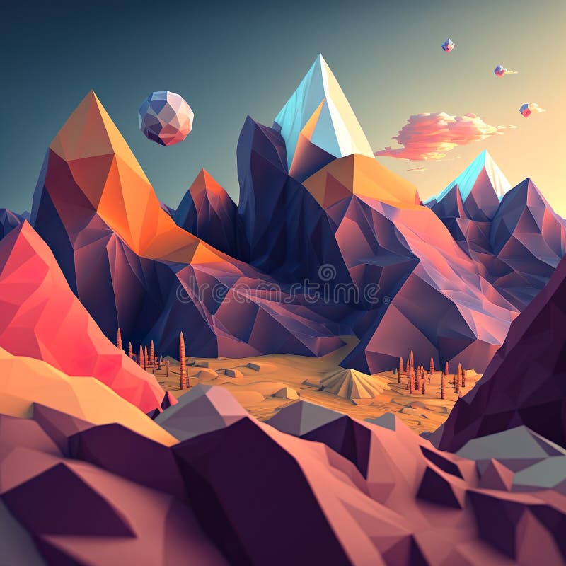 Low Poly Mountains Landscape Vector Stock Vector - Illustration of ...