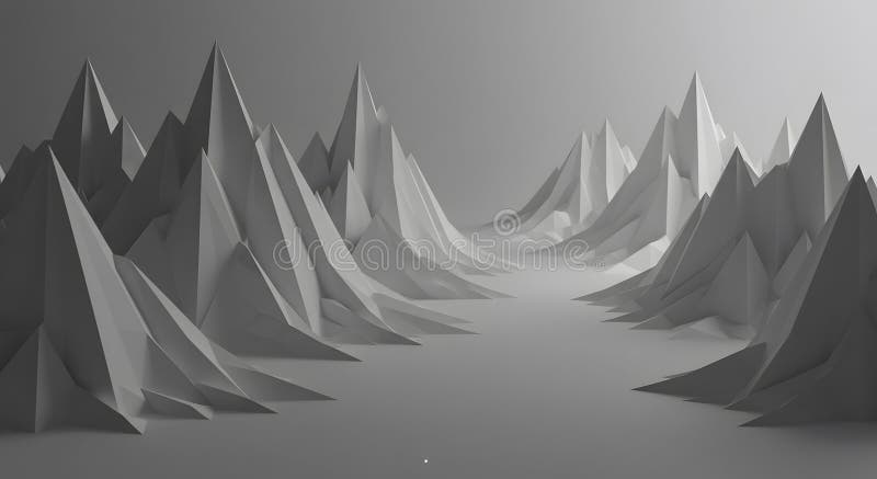 Abstract Low Poly Mountainscape: a Monochromatic Digital Artwork Stock ...