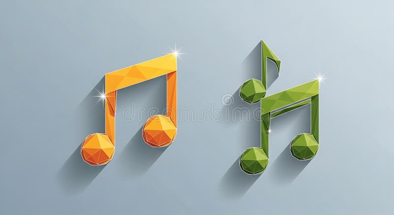 Abstract Low Poly Music Notes Stock Illustration - Illustration of ...
