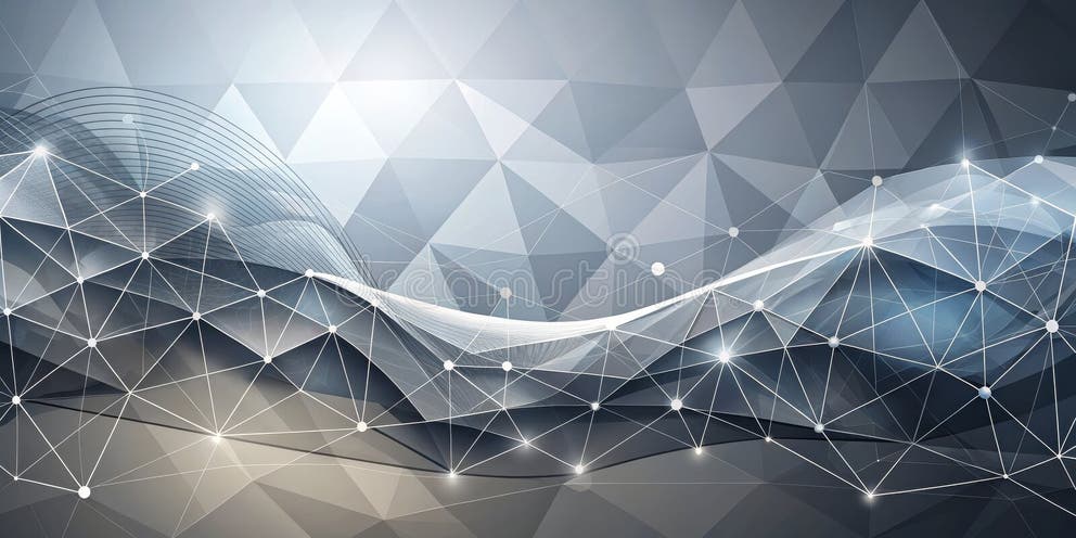 Abstract Low Poly Network with Connected Lines and Glowing Nodes Stock ...