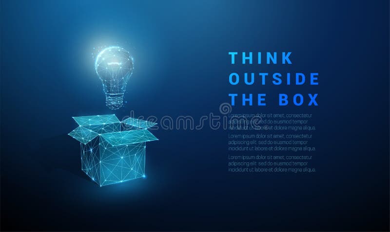 Abstract Low Poly Open Box with Light Bulb Stock Vector - Illustration ...