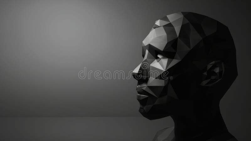 Abstract Low Poly Portrait on a Grey Background Stock Illustration ...