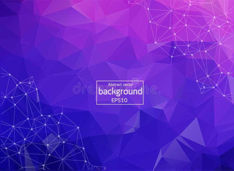 Abstract Low Poly Purple Technology Vector Background. Connection ...