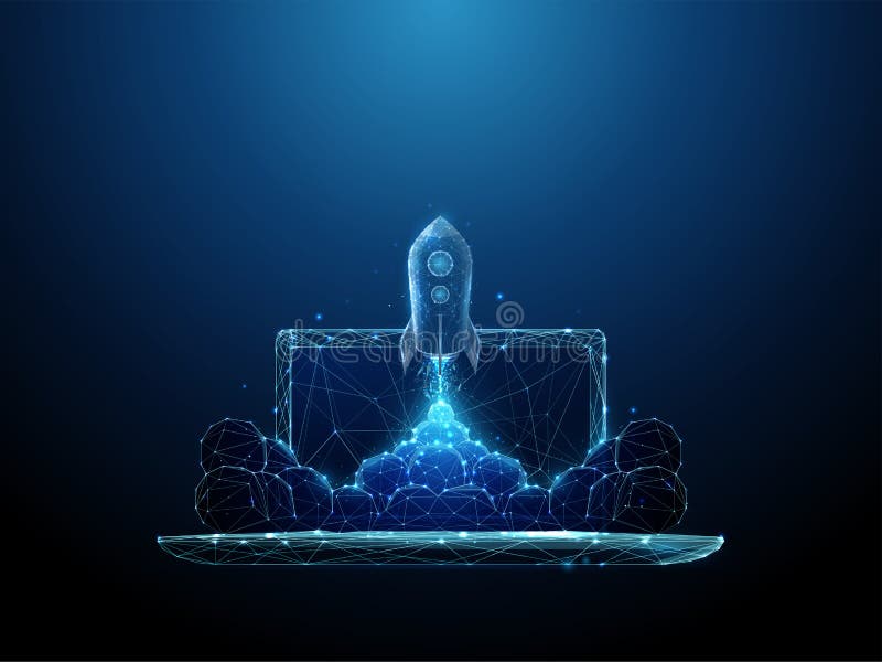 Blue Low Poly Connection Structure 3D Rendering Stock Illustration ...