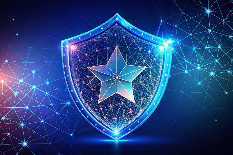 Abstract Low Poly Shield Star a Modern Symbol of Digital Safety and ...