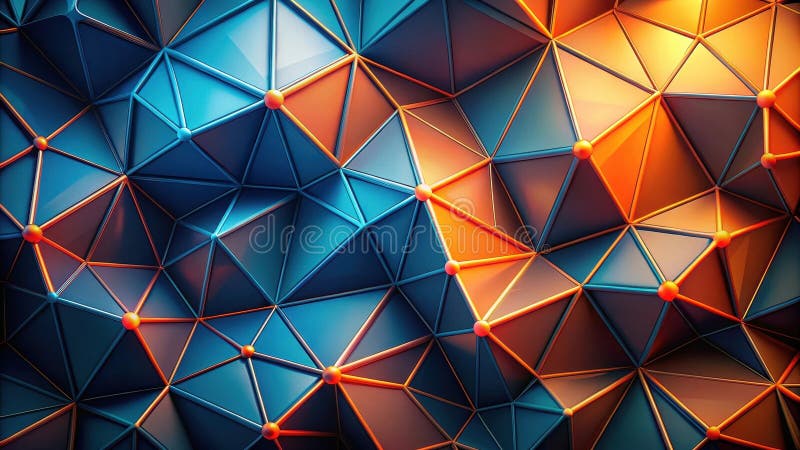 Abstract Low-poly Structure with Interconnected Nodes and Vivid Color ...