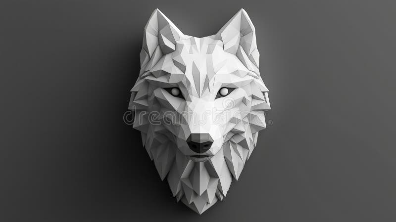 Abstract Low Poly Wolf Head Sculpture Stock Illustration - Illustration ...