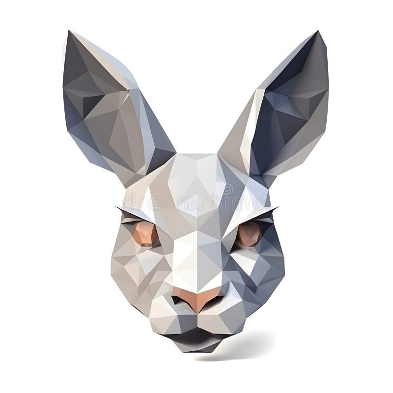 Abstract Low Polygon Hare Icon Illustration. White Background, Isolated ...