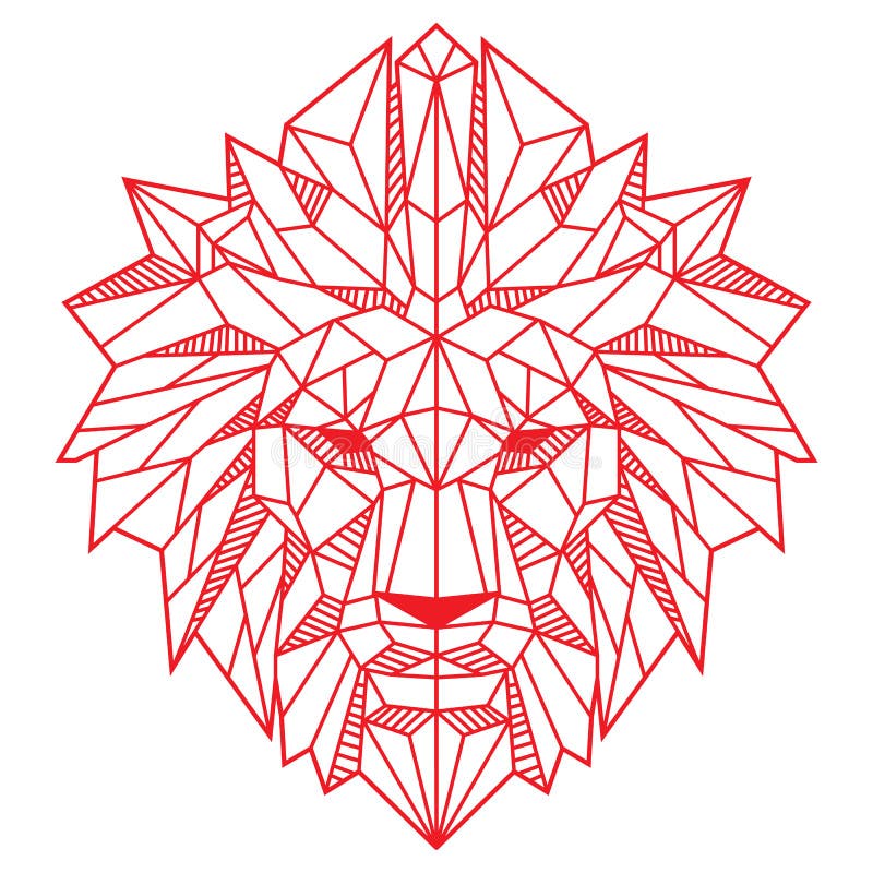 Abstract Low Polygon Lion Head Red Color Vector Illustration Stock ...