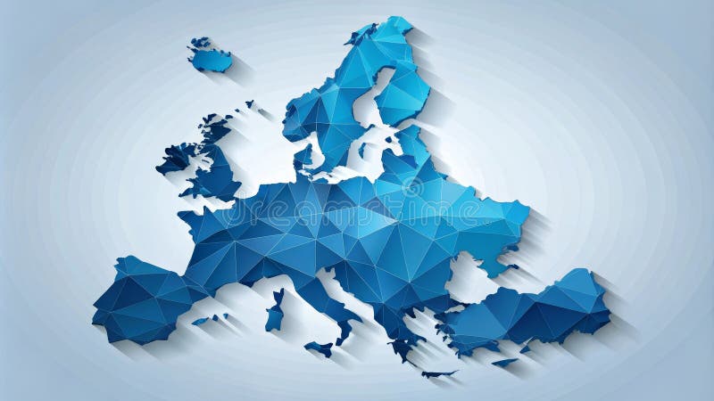 Abstract Low Polygonal Map of the European Continent. Generative AI ...