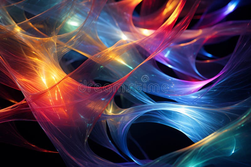 Abstract Luminescence Neural Patterns Radiating Abstract Light on Black ...