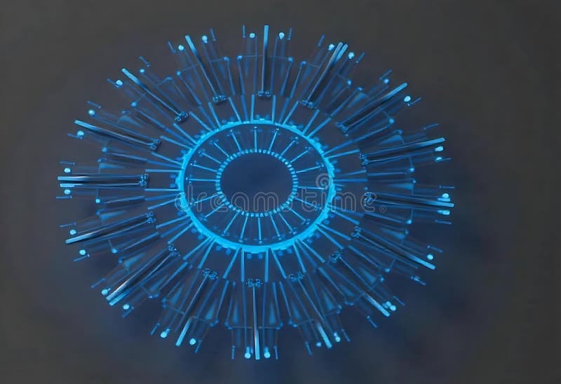 Generative AI. Abstract Luminescent Circular Array: Intricate Glowing ...