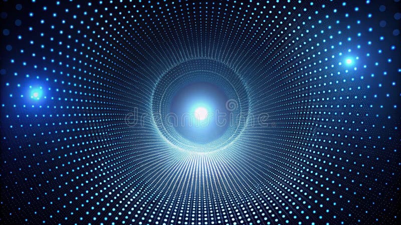 Abstract Luminescent Tunnel of Glowing Particles a Digital ...