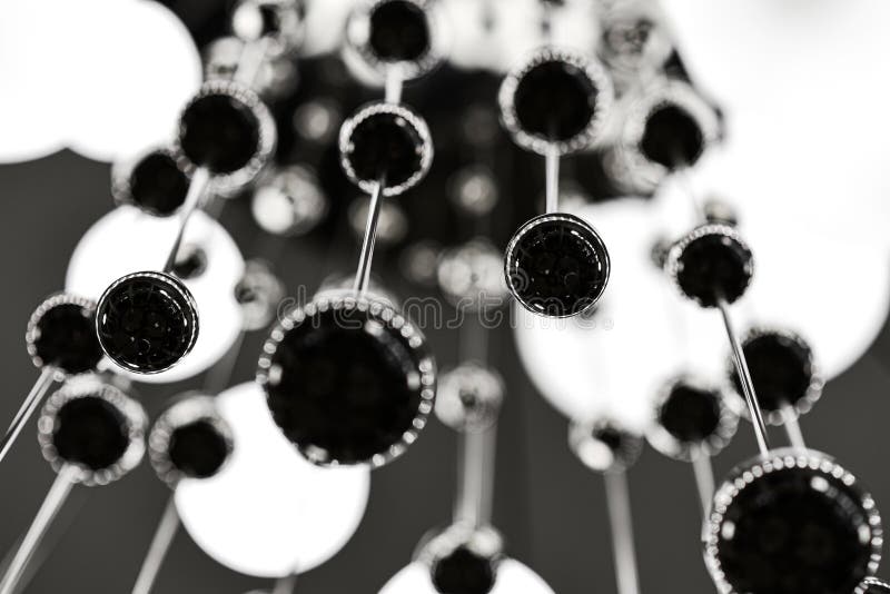 Abstract Luminous Black Balls Hanging Down Stock Image - Image of ball ...