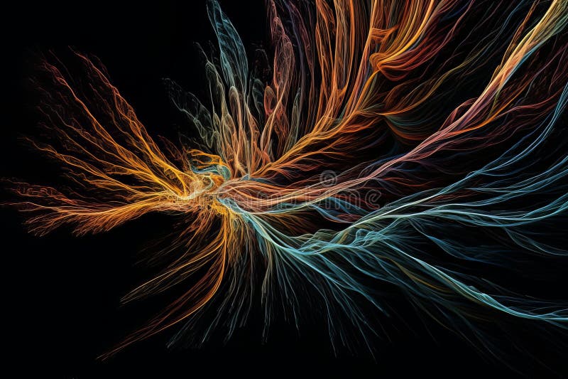 Abstract Luminous Energy Flow Wave Isolated on Black Background Made ...