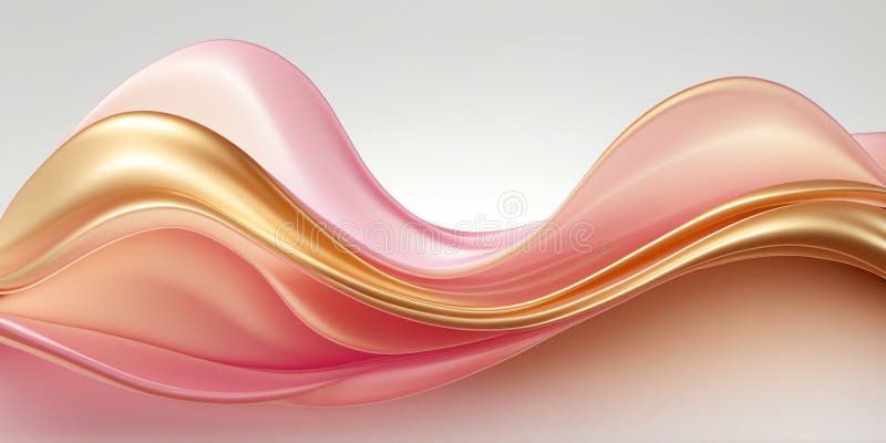 Abstract Luminous Gold Pink Gradient Wave on Plain White Background ...