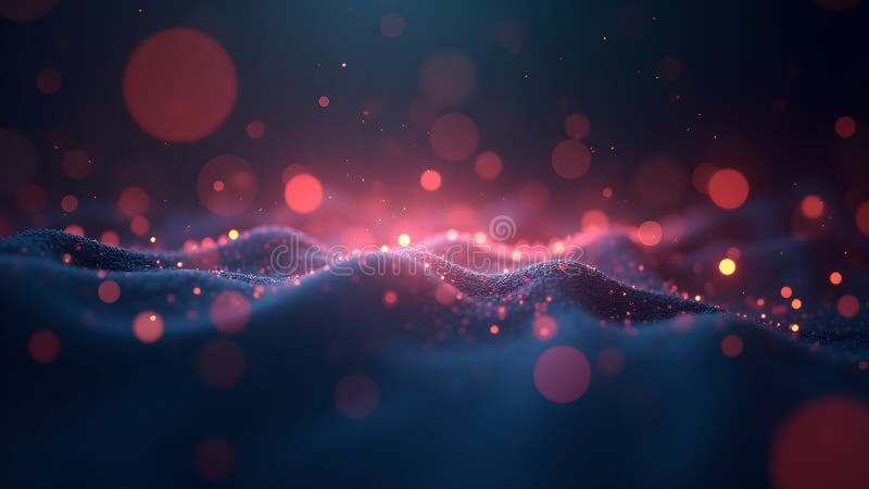 Abstract Luminous Particle Wave Visualization Stock Illustration ...