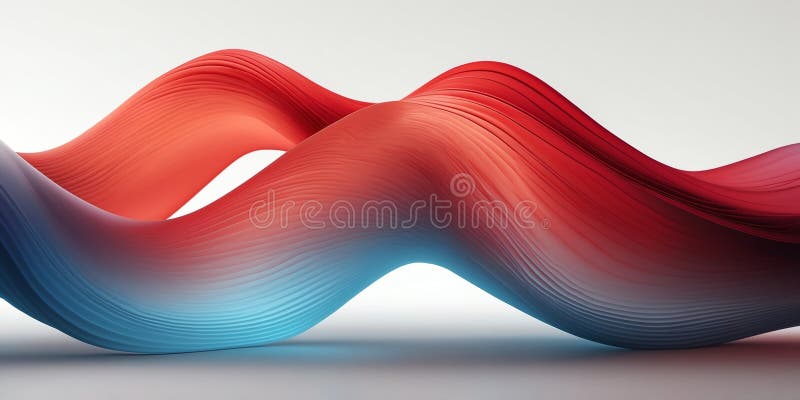 Abstract Luminous Red Blue Gradient Wave on Plain White Background ...