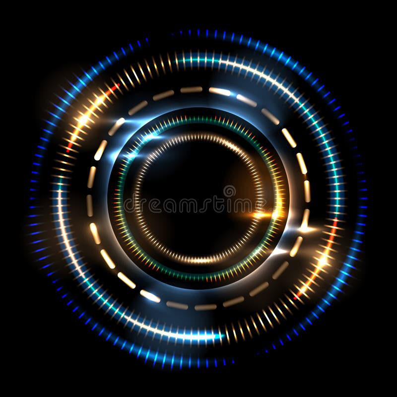 Abstract Luminous Round Frame. Glowing Disk with Bright Flashes Stock ...