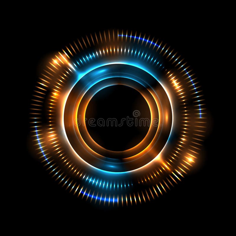 Abstract Luminous Round Frame. Glowing Disk with Bright Flashes Stock ...