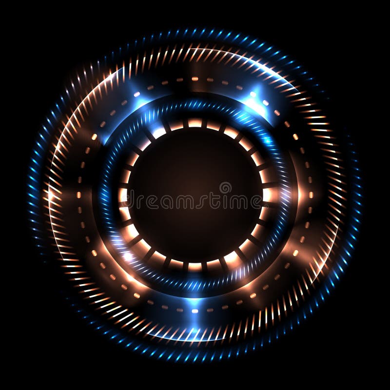Abstract Luminous Round Frame. Glowing Disk with Bright Reflection ...