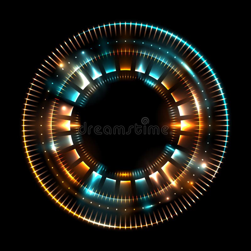 Abstract Luminous Round Frame. Glowing Disk with Bright Reflection ...