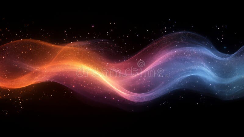 Abstract Luminous Waves with Stars on Black Background, Cosmic Fantasy ...