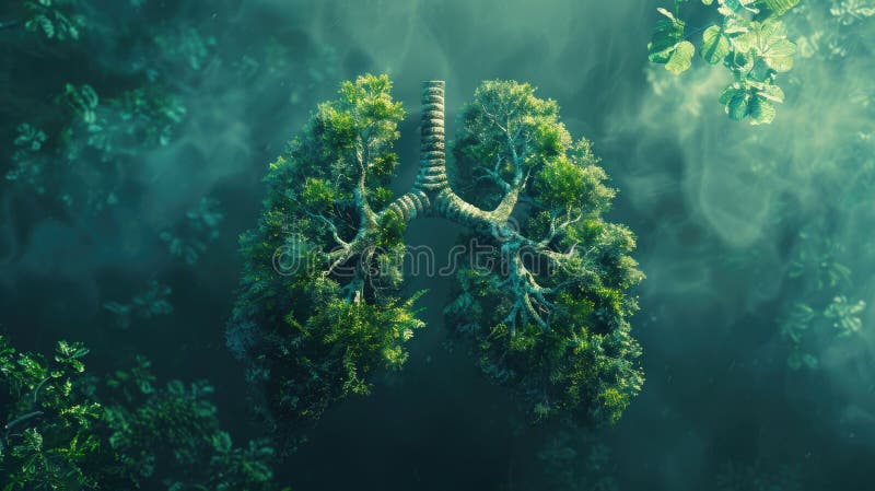 Abstract Lungs Formed by Tree Branches, Centered for World Asthma Day ...
