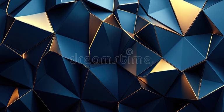 Abstract Luxurious Background with Interlocking Gold and Deep Blue Polygons for Modern, Elegant ...