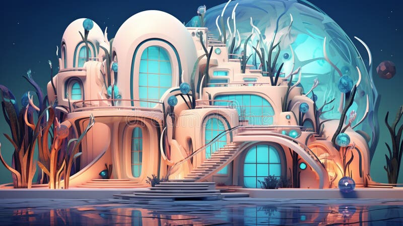 Abstract a Luxurious House in Mixes Realistic Stock Photo - Image of ...