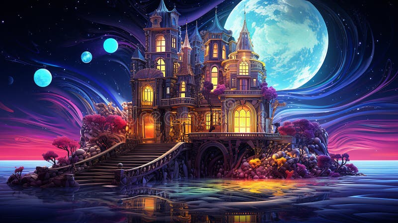 Abstract a Luxurious House in Mixes Realistic Stock Photo - Image of ...