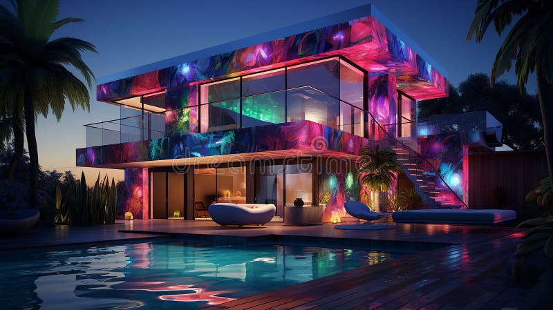 Abstract a Luxurious House in Mixes Realistic Stock Image - Image of ...