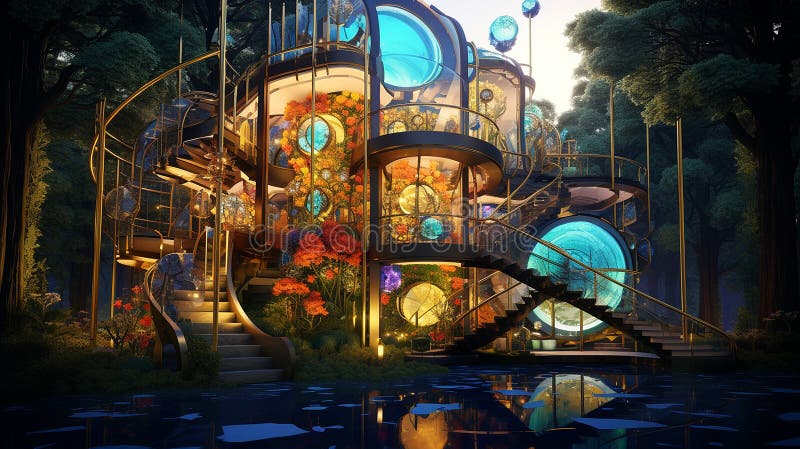 Abstract a Luxurious House in Mixes Realistic Stock Photo - Image of ...