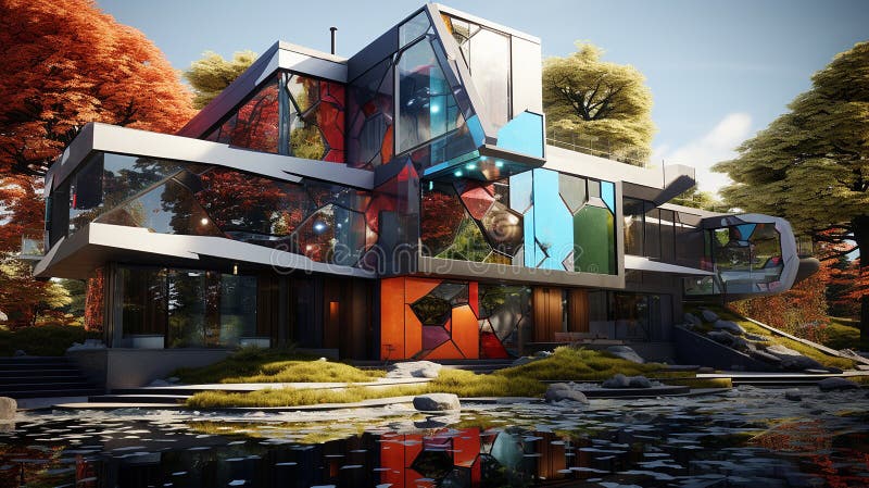 Abstract a Luxurious House in Mixes Realistic Stock Illustration ...