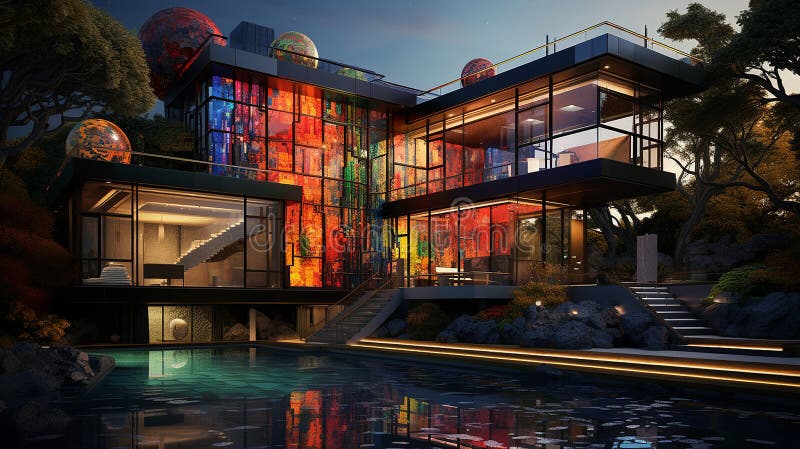 Abstract a Luxurious House in Mixes Realistic Stock Image - Image of ...