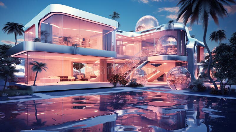 Abstract a Luxurious House in Mixes Realistic Stock Image - Image of ...