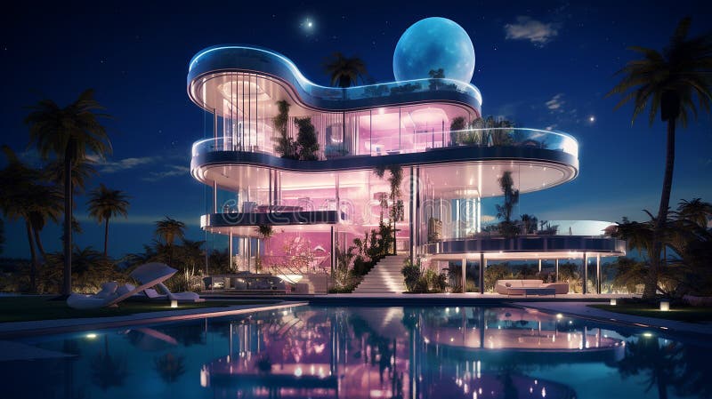 Abstract a Luxurious House in Mixes Realistic Stock Photo - Image of ...