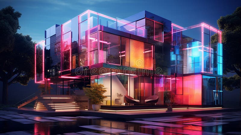 Abstract a Luxurious House in Mixes Realistic Stock Photo - Image of ...