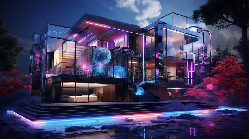 Abstract a Luxurious House in Mixes Realistic Stock Photo - Image of ...