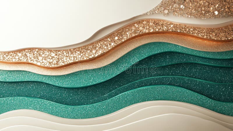 Abstract Luxury Background, Ivory and Gold Glitter Waves Pattern on ...