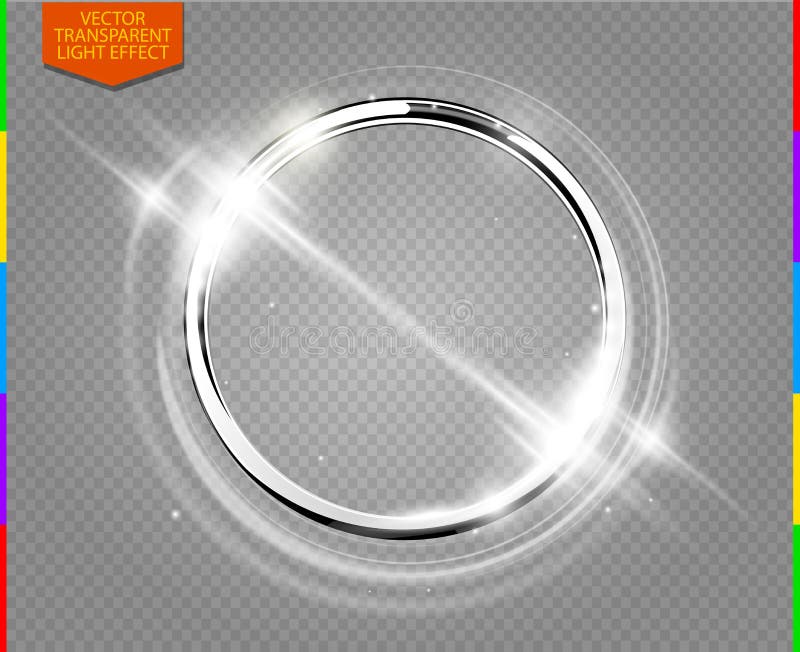 Abstract Luxury Chrome Metal Ring. Vector Light Circles and Spark Light ...