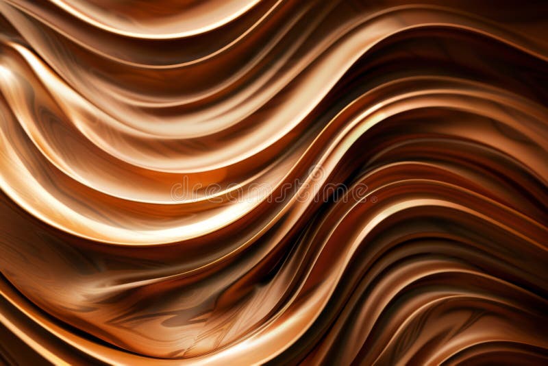 Abstract Copper Metal Background Flowing in Waves Stock Illustration ...