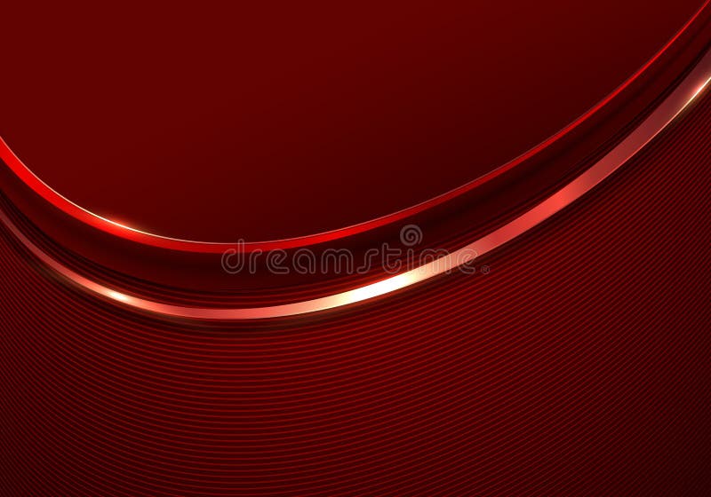 Abstract Luxury 3D Shiny Red Curved Shapes with Lines Elements Paper ...