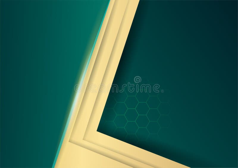 Abstract Luxury Dark Green Overlap Layer With Golden Line Stock
