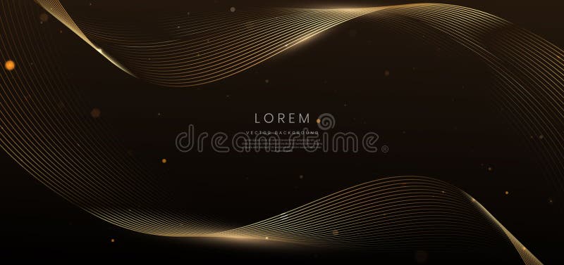 Abstract Luxury Gold Curve Lines Elegant and Lighting Effect on Black ...