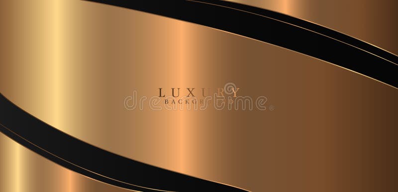Abstract Luxury Gold Metallic Curve Shape Template Design on Black ...