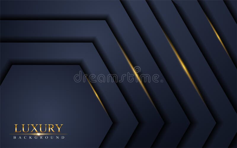 Luxury Navy Blue Background Combine With Glowing Golden Lines. Overlap ...