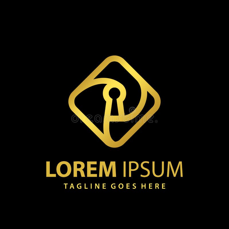Abstract Luxury Square Key Lock Logo Design Template Premium Vector ...