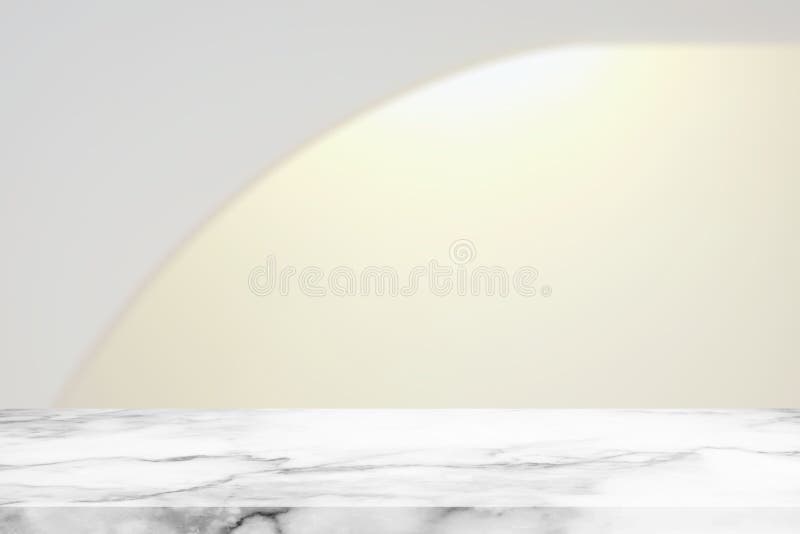 Abstract Luxury White Marble Table with Illuminated Wall Background ...